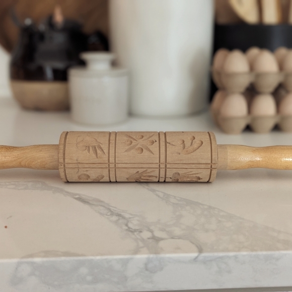 Kitchen | Embossed Floral Wooden Rolling Pin | Poshmark